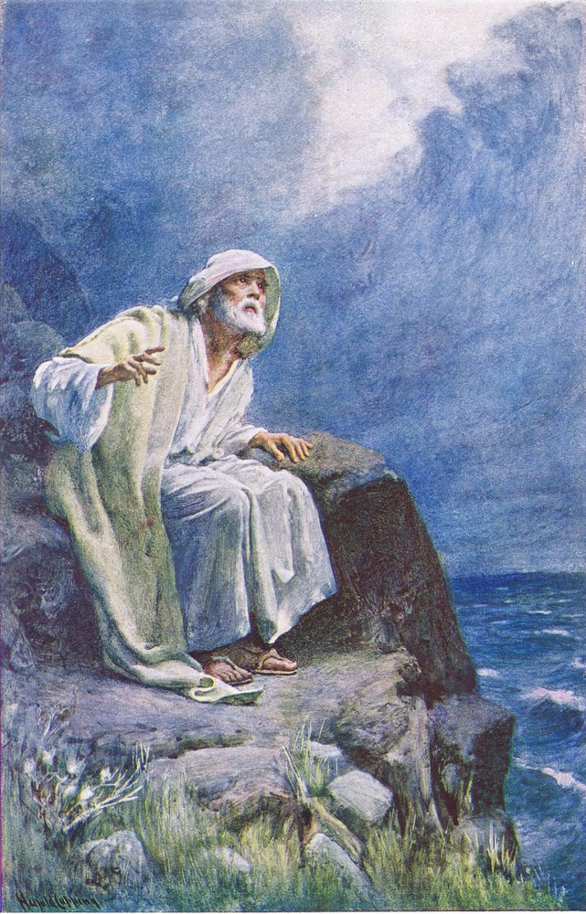 St John on the isle of Patmos, illustration from Harold Copping ...