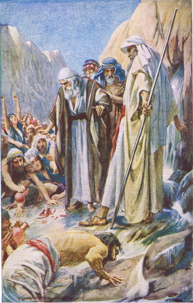 The Smiting of the Rock (Illustration from Pictures That Teach The ...