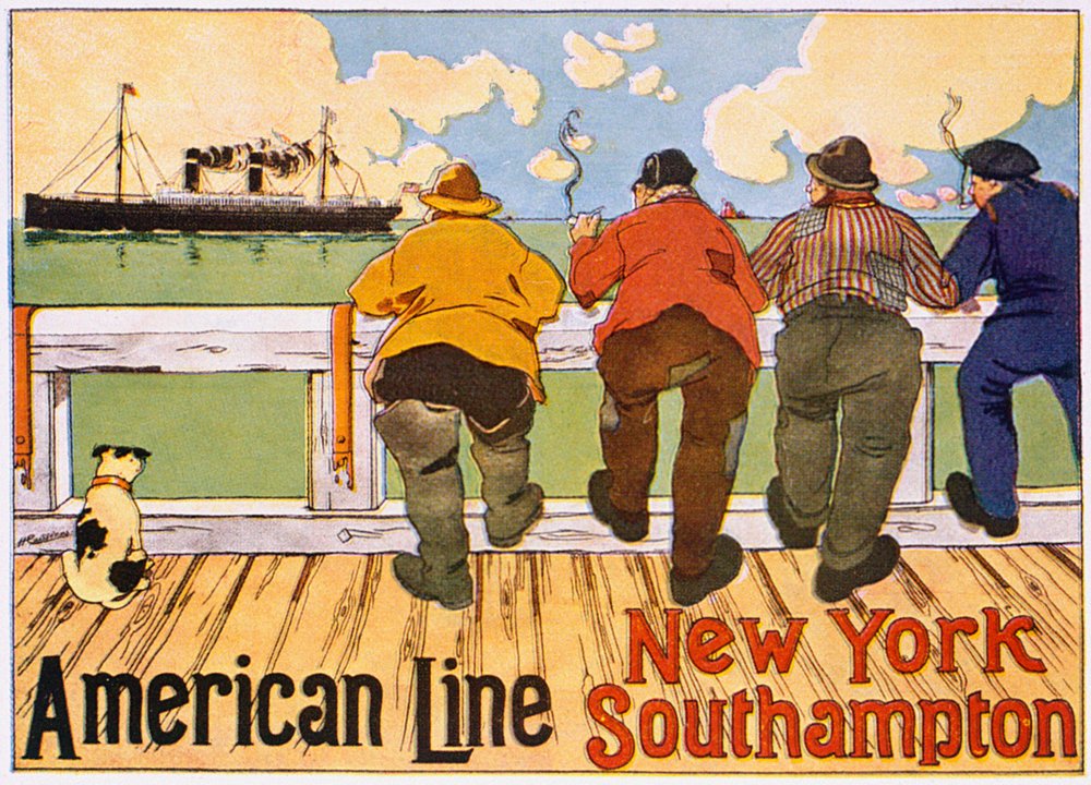Poster Advertising 'American Line, New York to Southampton', 1905