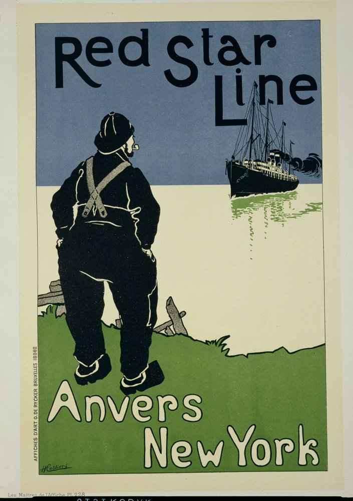 Reproduction of a Poster Advertising 'The Red Star Line, from Anvers to ...