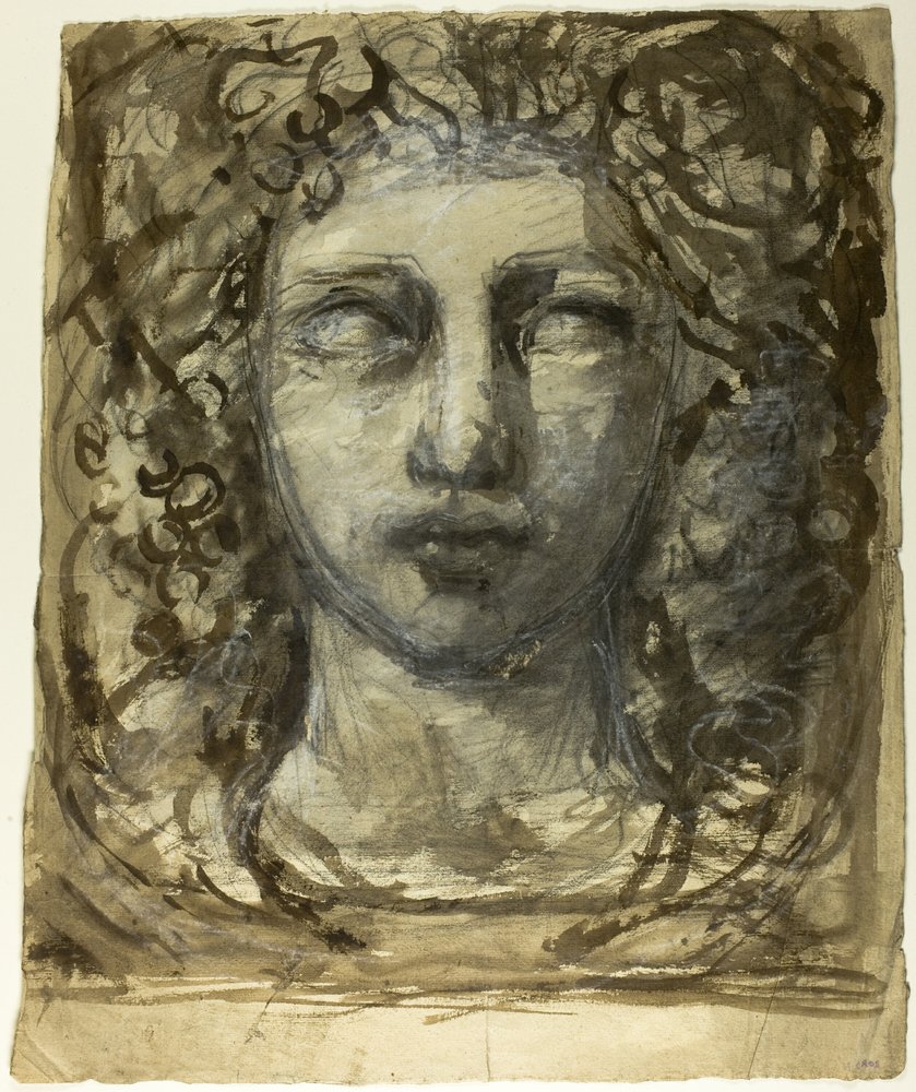 Study of Female Head; Classical Male Head by Henri Cros
