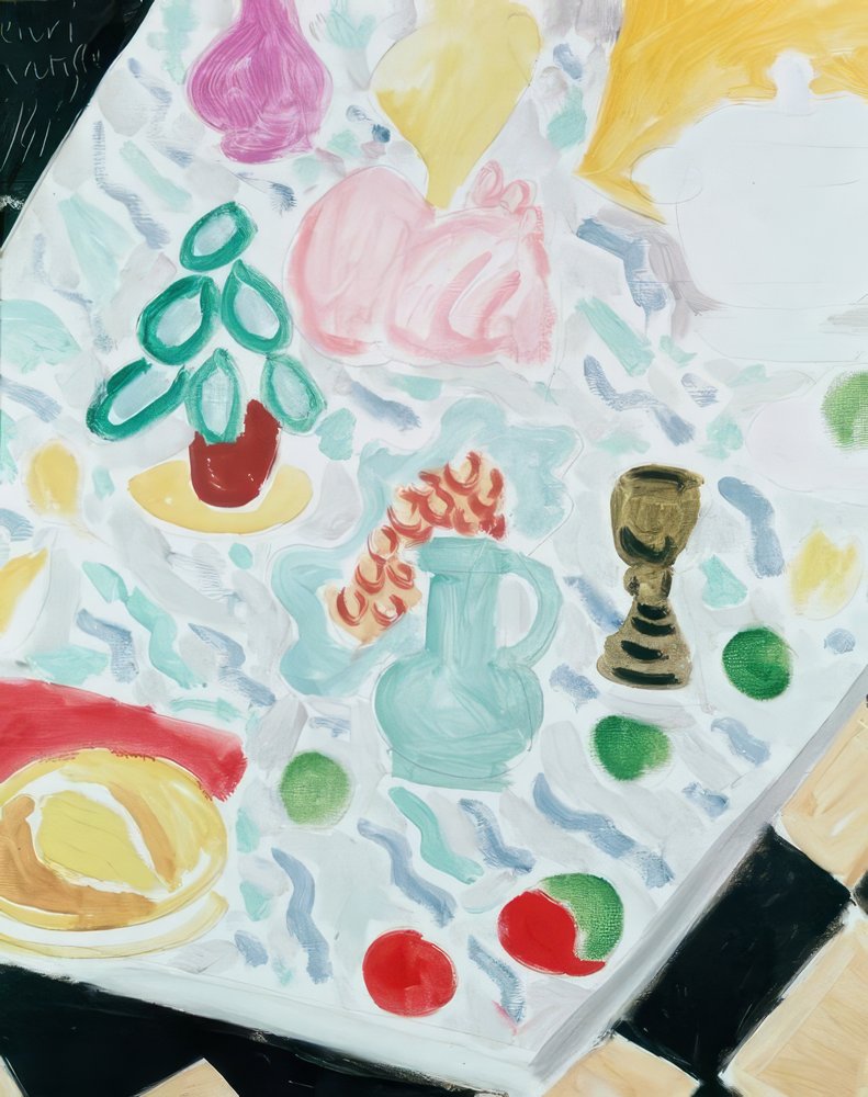 Pottery and Glass on a Marble Table by Henri Matisse