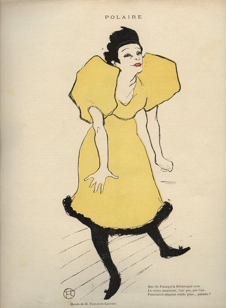 Drawing by Henri de Toulouse Lautrec representing 'Polar' (La chanteuse ...