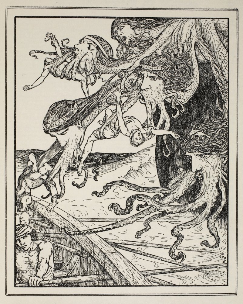 The Adventure with Scylla, from 'Tales of the Greek Seas' by Andrew Lang