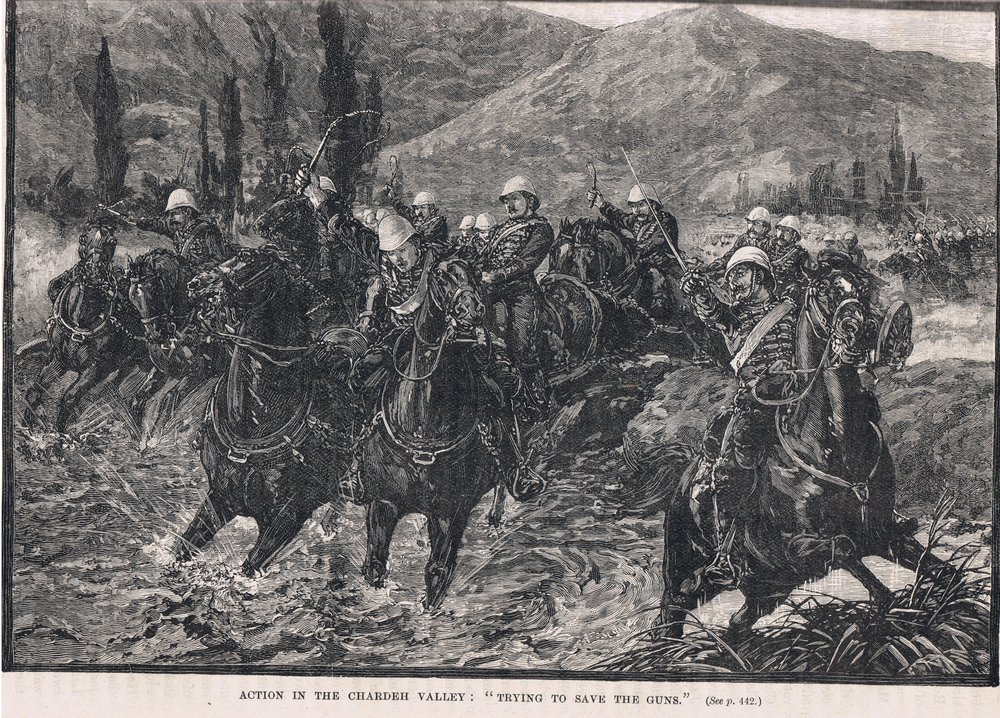 Action in the Chardeh Valley: 'Trying to save the guns', illustration ...