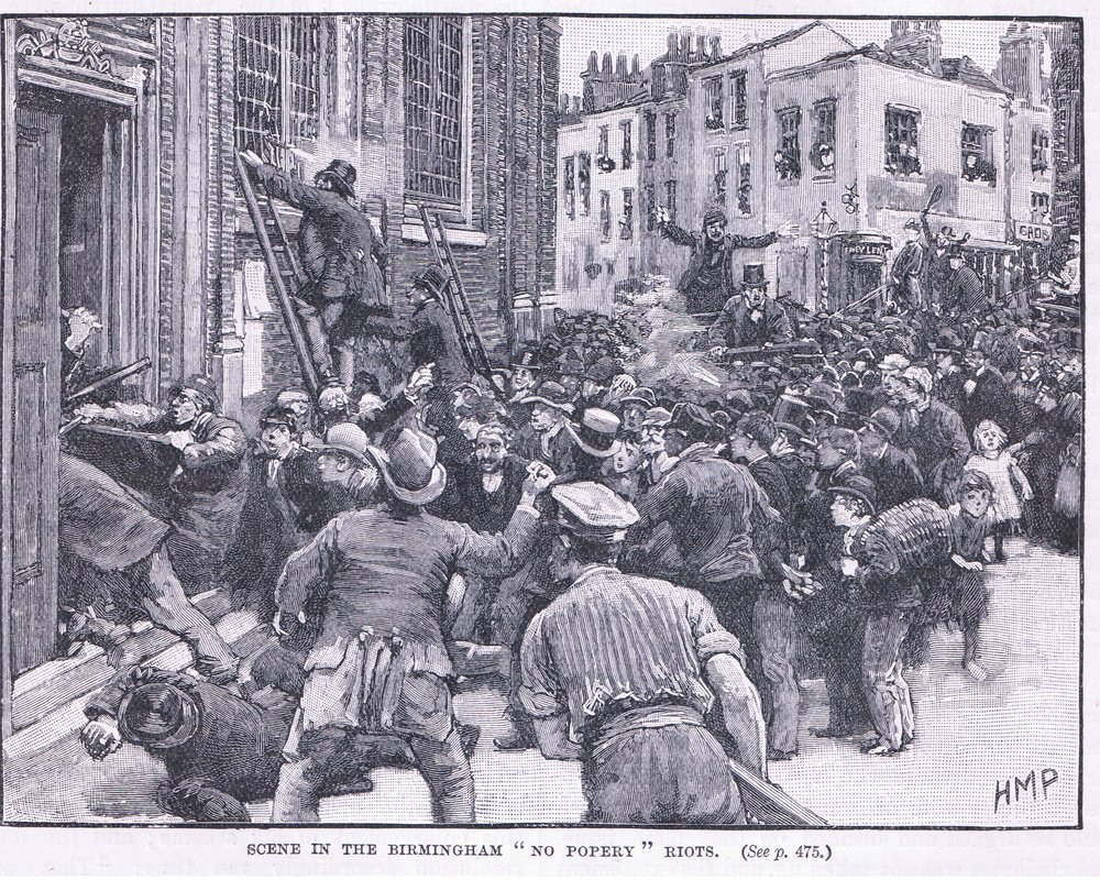 Scene in the 'No Popery Riots', Birmingham 1868 AD