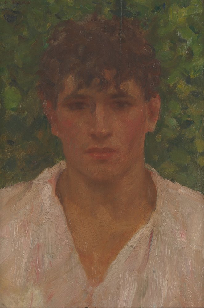Portrait of a Young Man with Open Collar by Henry Scott Tuke