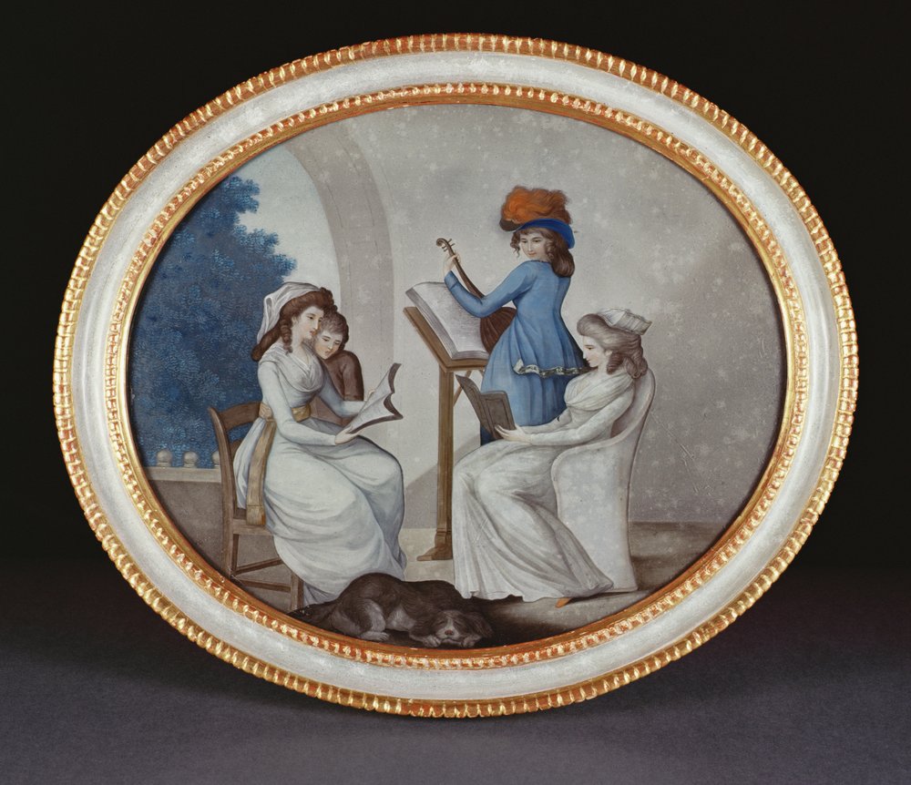 A Reverse Glass Painting Showing Lady Musicians (Qianlong period, c.1790)