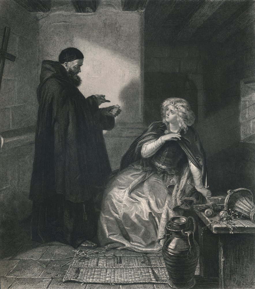 Juliet in the Cell of Friar Lawrence, Romeo and Juliet, c. 1870
