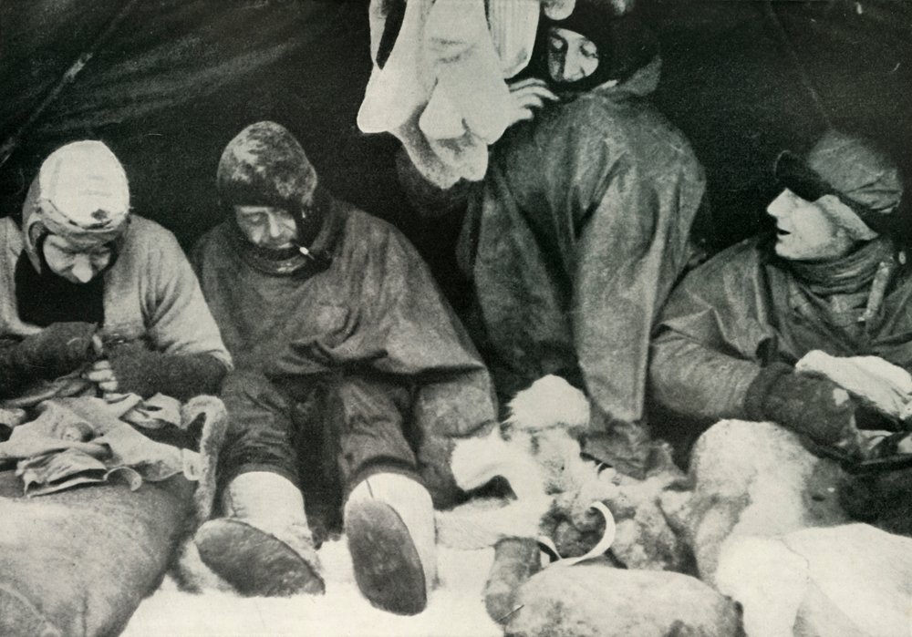 Members of the Polar Party Getting Into Their Sleeping-Bags