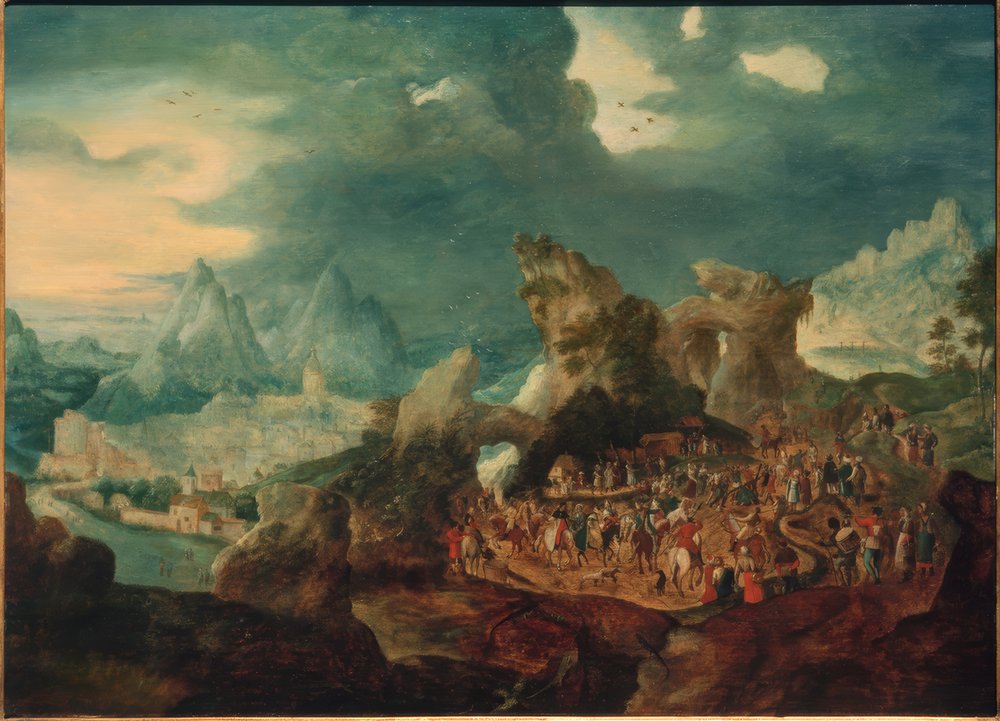 Landscape with Carrying the Cross by Herri met de Bles