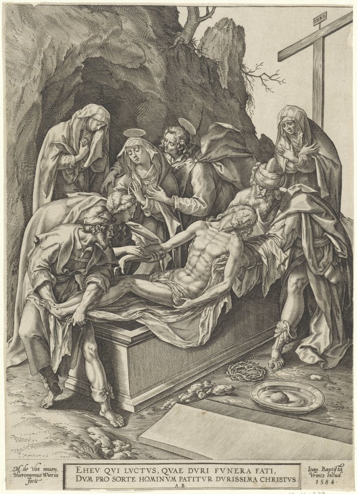 Entombment of Christ by Hieronymus Wierix: Fine art print