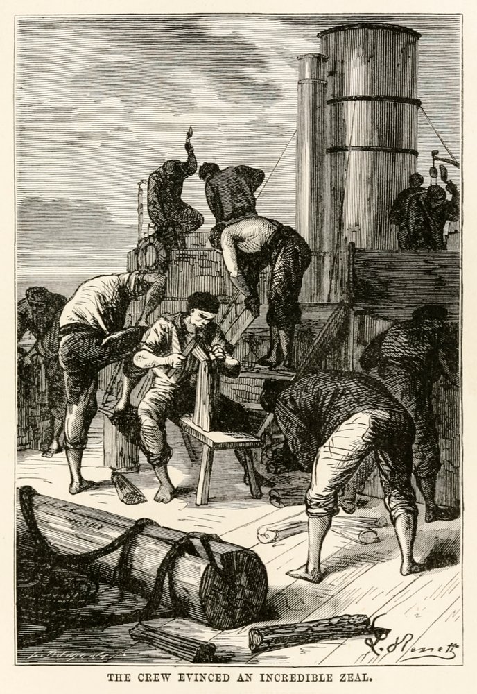 The crew evinced an incredible zeal, from Around the World in Eighty Days by Jules Verne ...