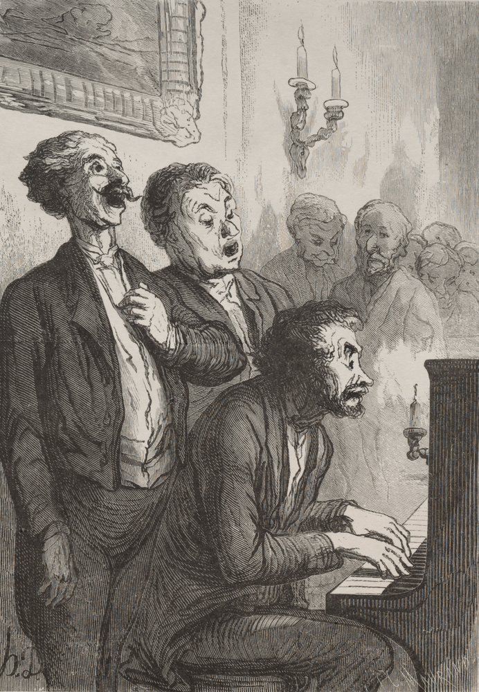 The Singers: The Singers in the Salon by Honoré Daumier