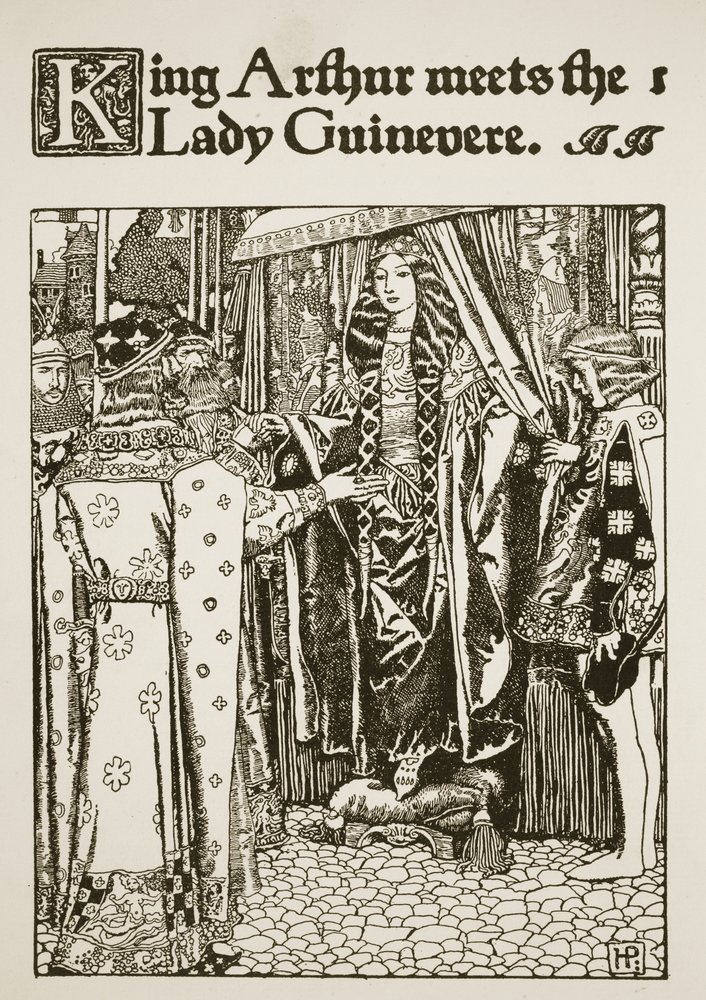 King Arthur meets the Lady Guinevere, illustration from 'The Story of ...