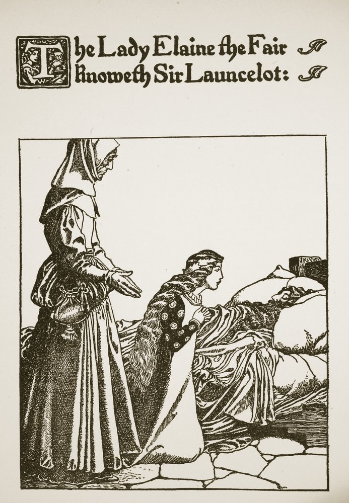 The Lady Elaine the Fair knoweth Sir Launcelot, illustration from 'The ...