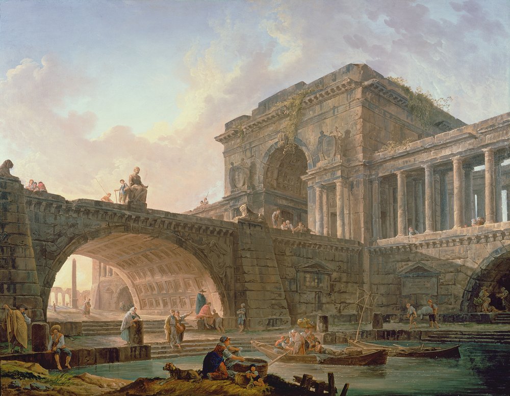 Architectural Capriccio by Hubert Robert: Fine art print