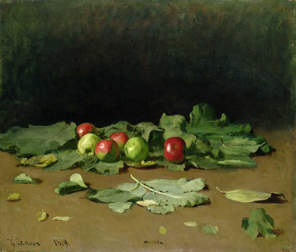 Still Life of Apples and Leaves, 1879