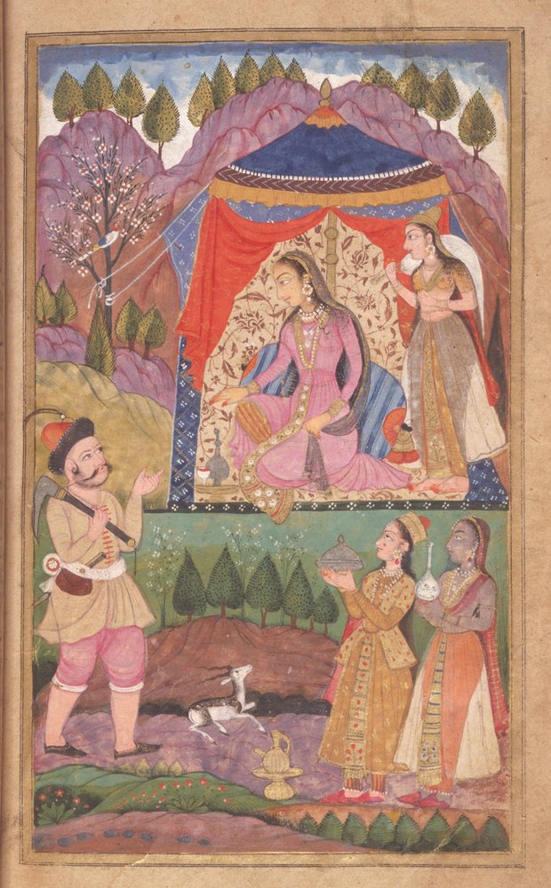 Folio 138 Farhad Recounts His Adventures to Princess Shirin, from the ...
