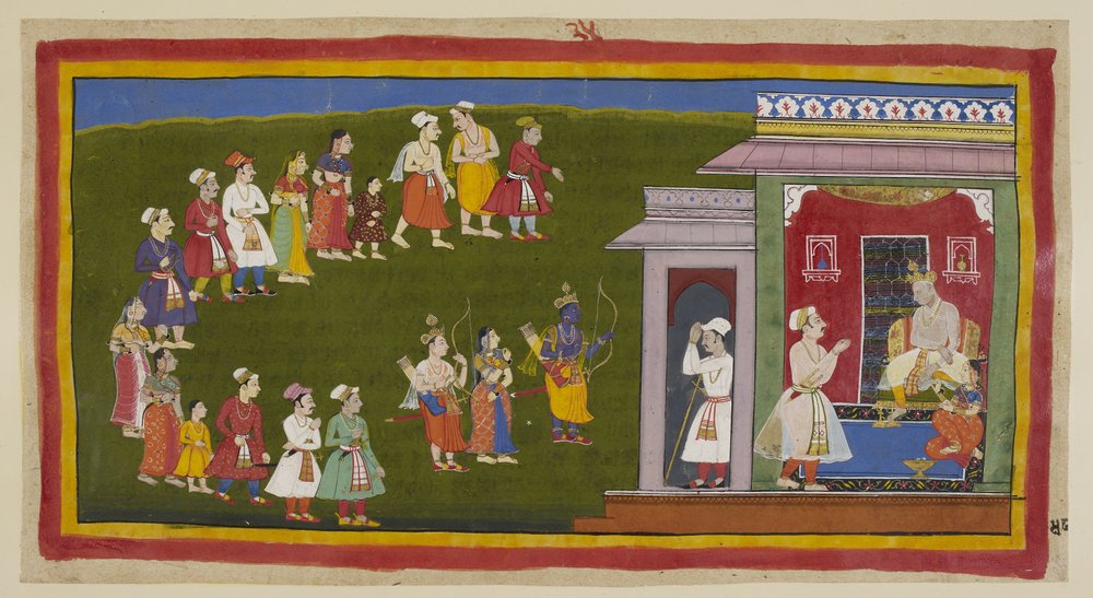 Rama and Laksmana, dressed as before but armed with sword, bow and ...
