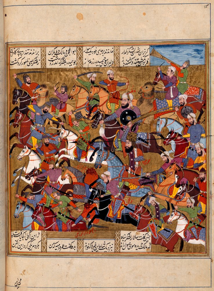 Muslims fighting Dara's army, from 'Khavarnama'
