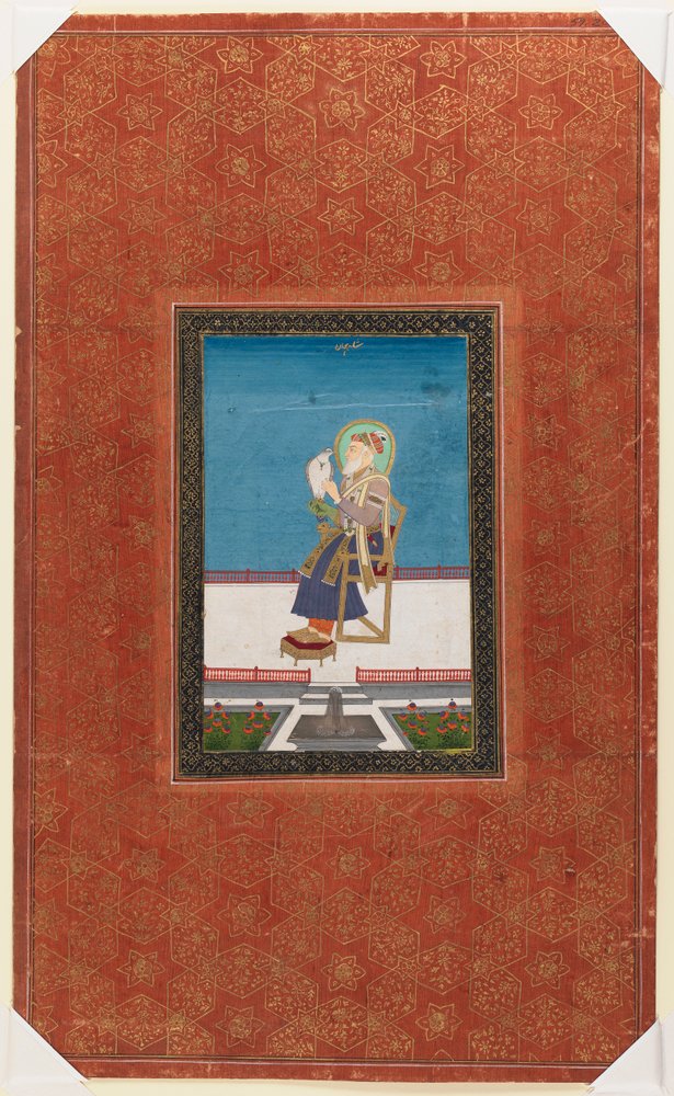 Shah Jahan with a falcon by Indian School: Fine art print