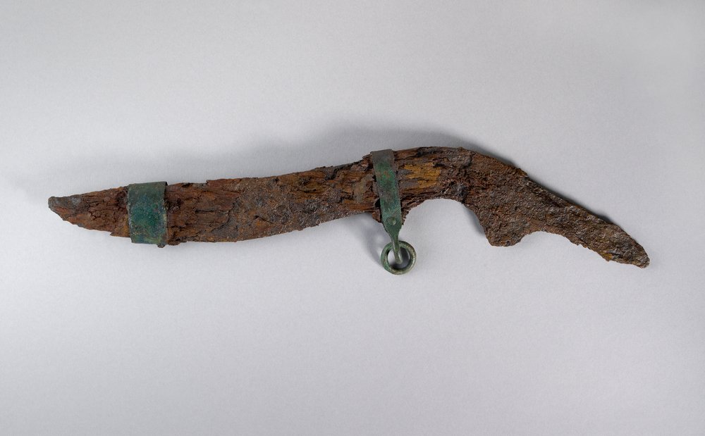 Large Knife with Remains of Sheath, Probably from Sopron, Hungary, Iron Age