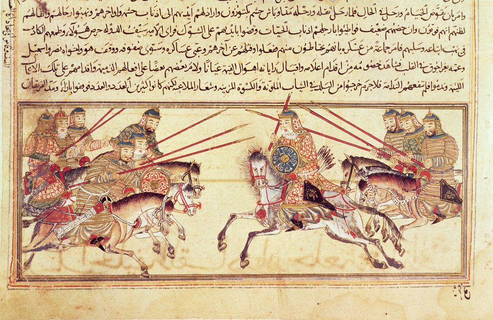 Battle Between Mongol Tribes, probably from the 'Jami' al-Tawarikh' of ...