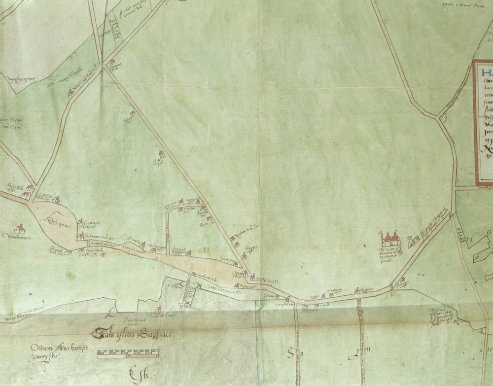 Estate map of Belchamp St. Paul, 1576 (detail)