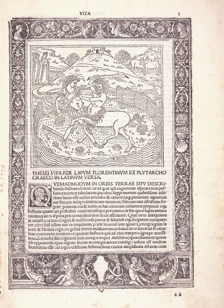 An illustrated page from a Latin edition of Plutarchus' 'Parallel Lives ...