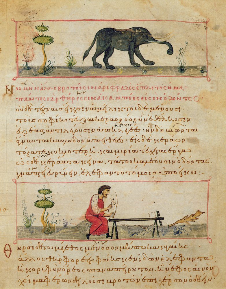 Elephant and Traditional Ivory Work, Illustration from the Cynegetica ...