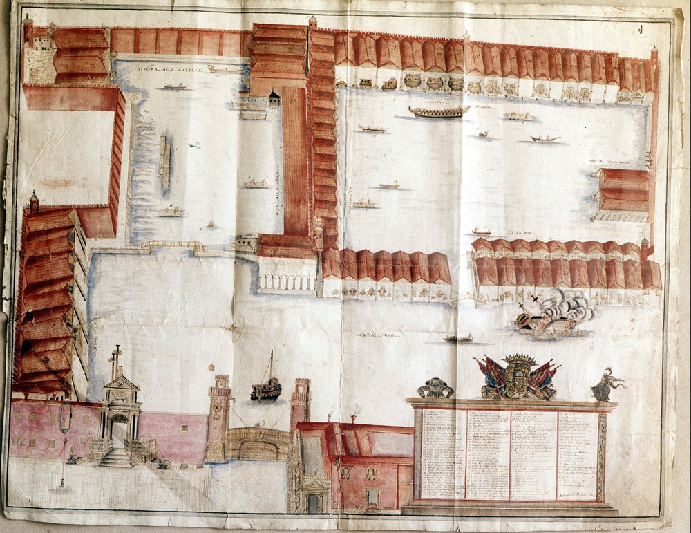 Map of the Venice Arsenal in 1580 by Italian School