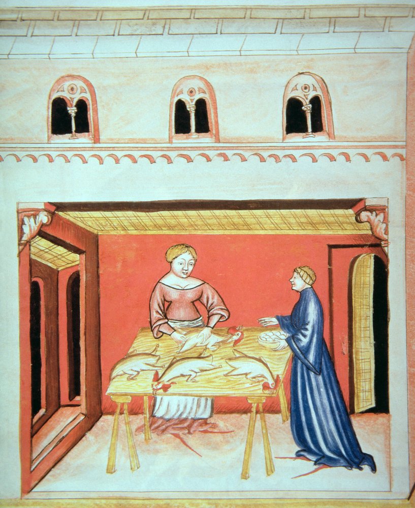 The butchers: Removing testicles, from Tacuinum Sanitatis