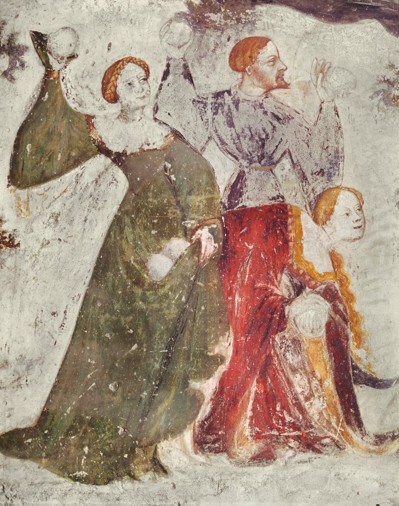 Snowball fight outside a castle, c.1400 (detail)