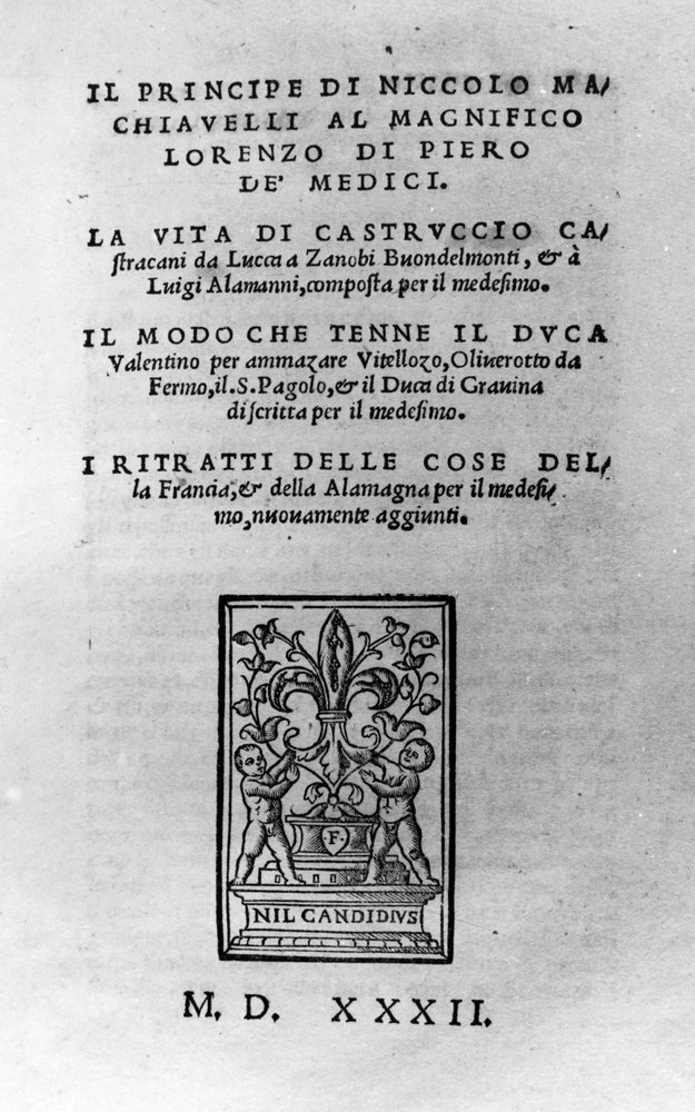 Title Page of 'The Prince and Other Works, by Niccolo Machiavelli