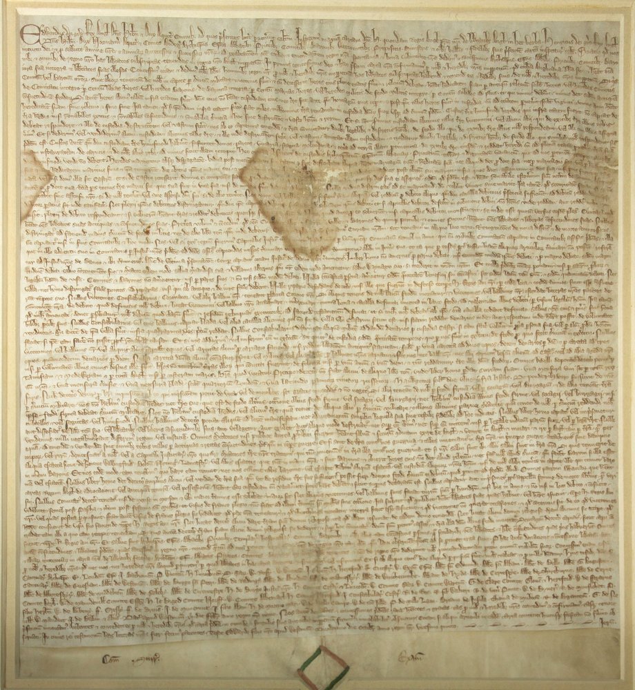 A 1297 Copy of the Magna Carta on Display in the Members' Hall of ...