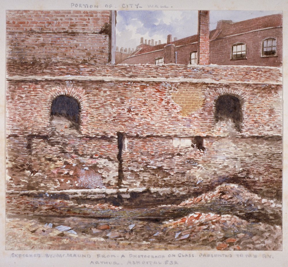 Portion of London Wall showing the internal face on Cooper's Row, City ...