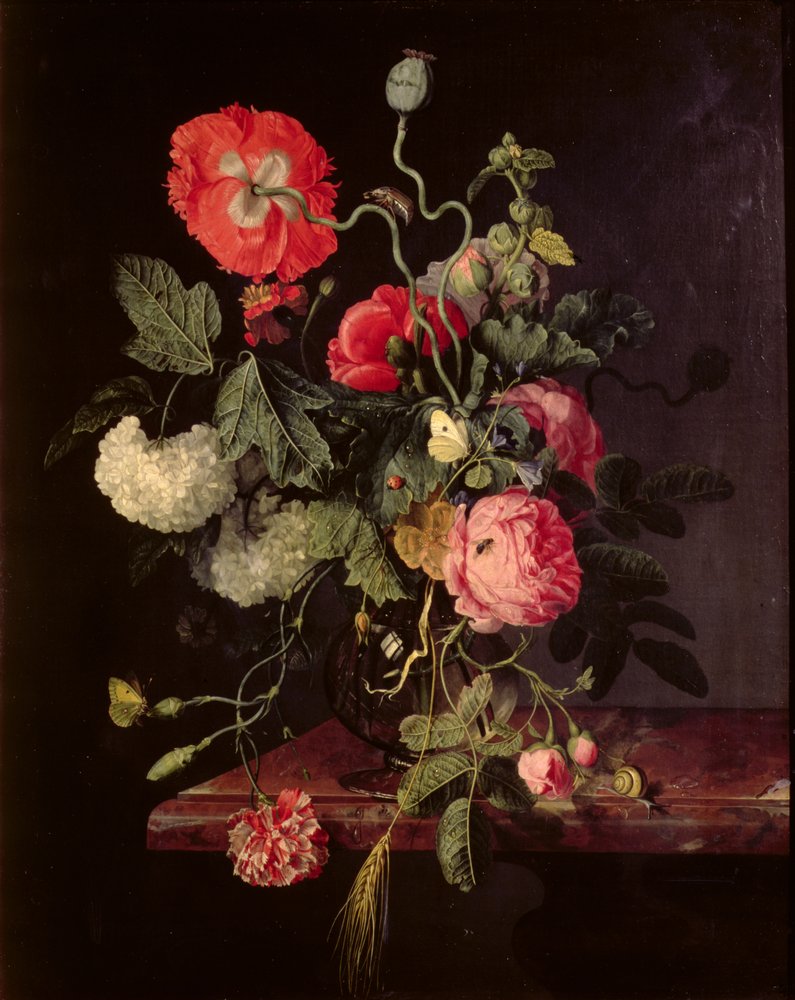 Flowers in a Glass Vase by Jacob van Walscapelle