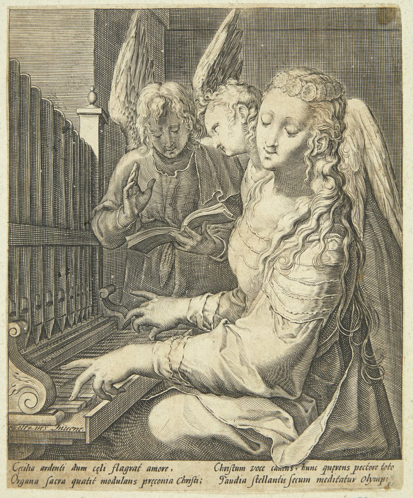 Saint Cecilia Playing the Organ by Jacob Matham