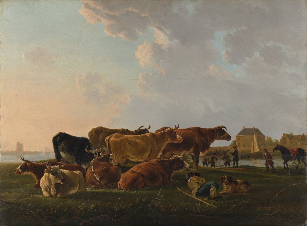 Landscape with Cattle by Jacob van Strij: Fine art print