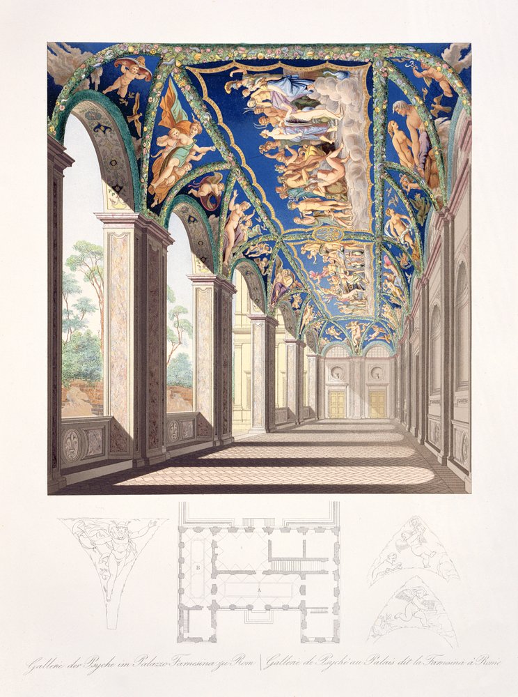 The Gallery of Psyche at the Villa Farnesina, Rome, from a Set of ...
