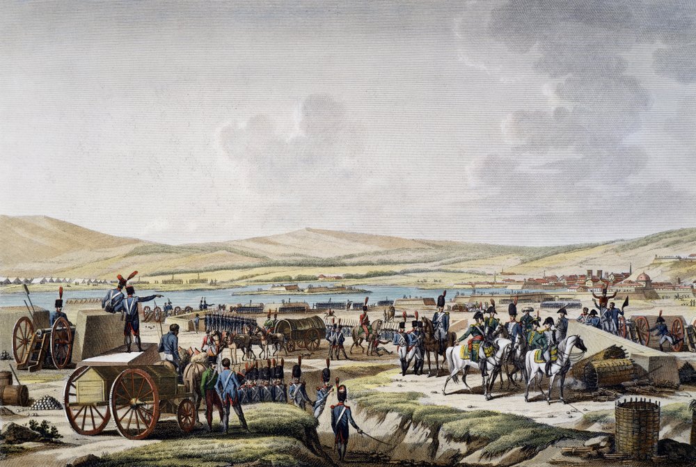 Napoleon Visiting the Siege Works at Danzig, Engraving by Francois ...