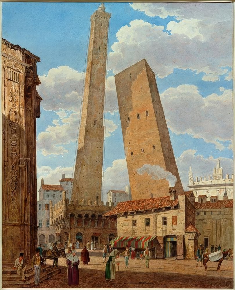 The Towers of Asinelli and Grisenda by Jakob Alt