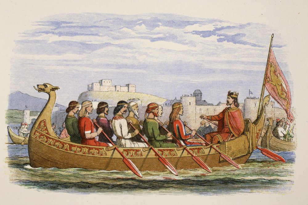 The Barge of Edgar Manned by Eight Kings on the Dee, 973 AD, from A ...