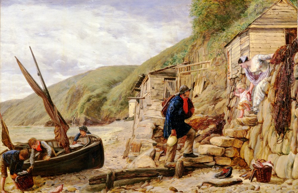 Welcome, Bonny Boat! The Fisherman's Return, Scene at Clovelly, North ...