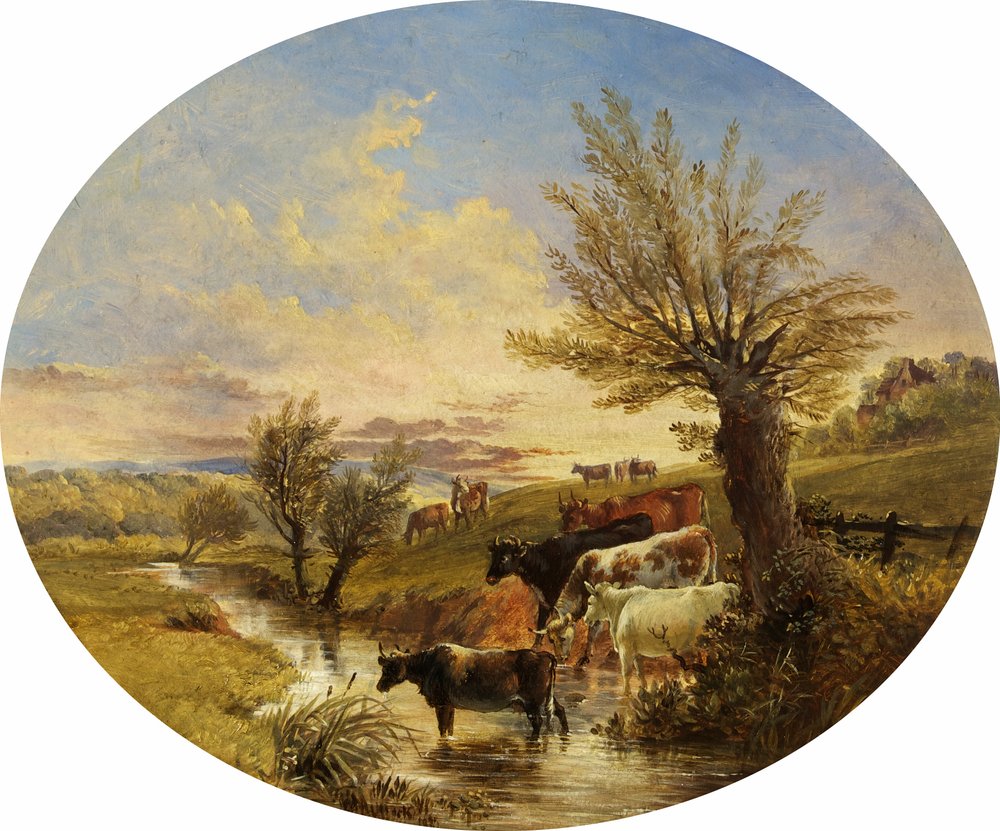 Landscape with Stream and Cattle by James Flewitt Mullock