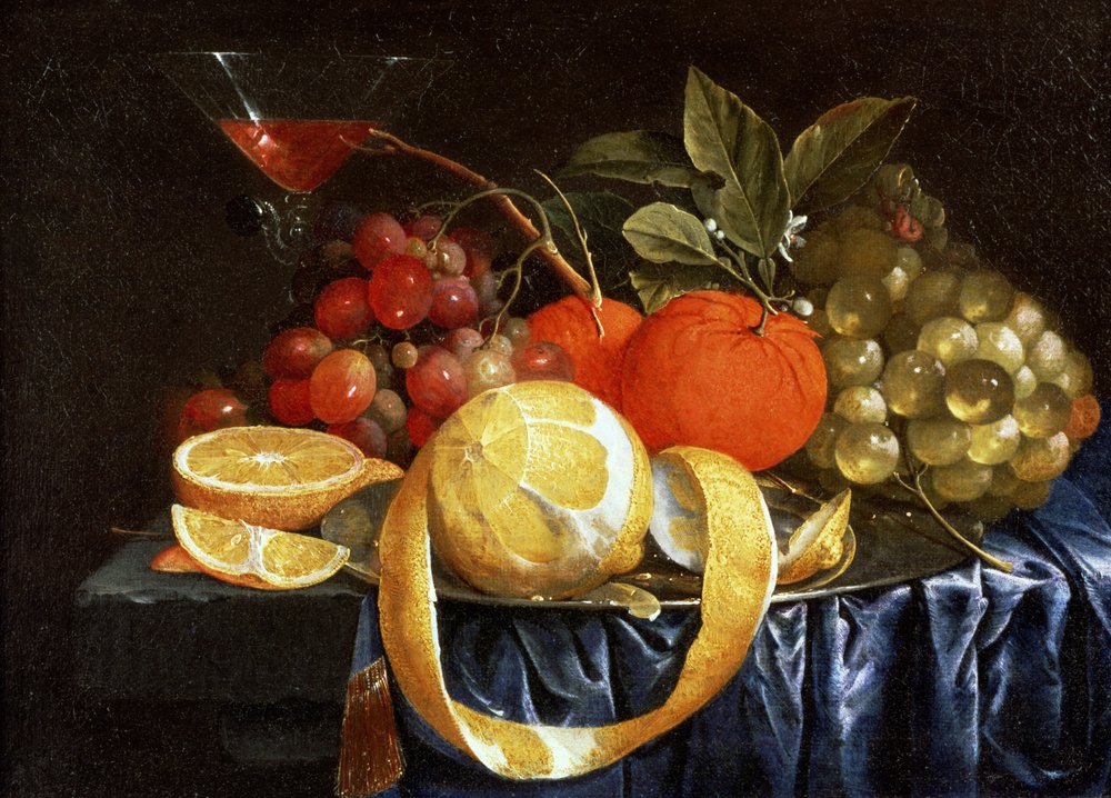 Still Life of Grapes, Oranges and a Peeled Lemon