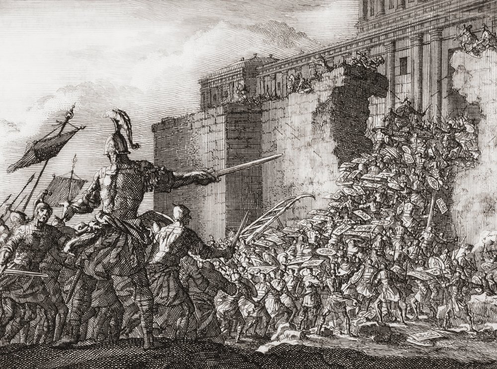 Pompey attacking the Temple in Jerusalem in 63 BC