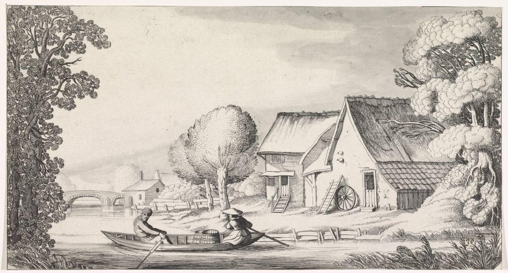 Farmer and Farmer's Wife in a Rowboat (Playsante Lantschappen Ende ...