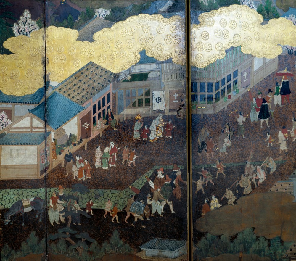 Portuguese screen: a representation of the arrival of Portuguese Jesuit ...